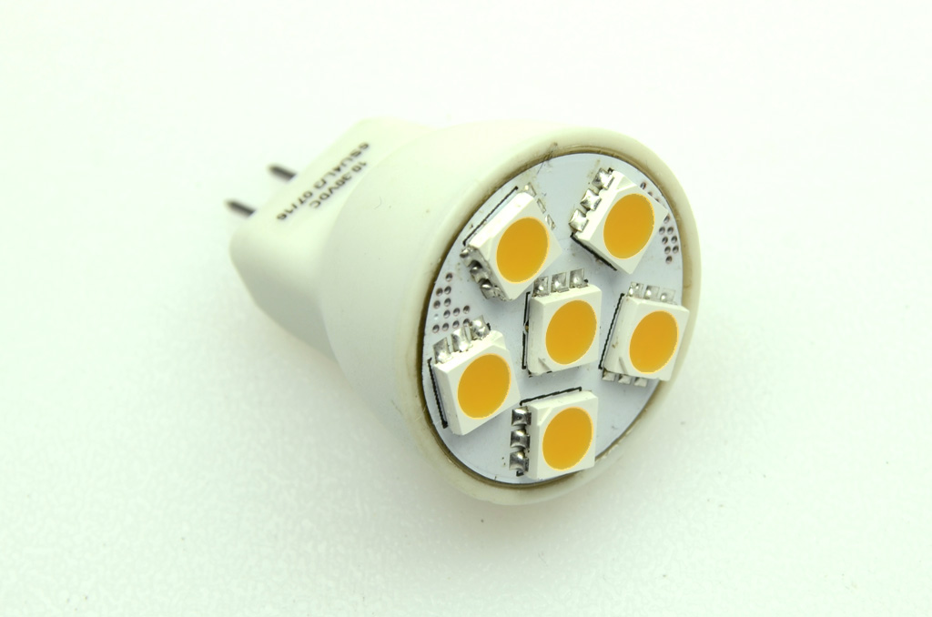 GU4 LED Spot MR8, 6xSMD 5050 102 Lumen warmweiss 12V 1W DC-kompatibel 10-30V